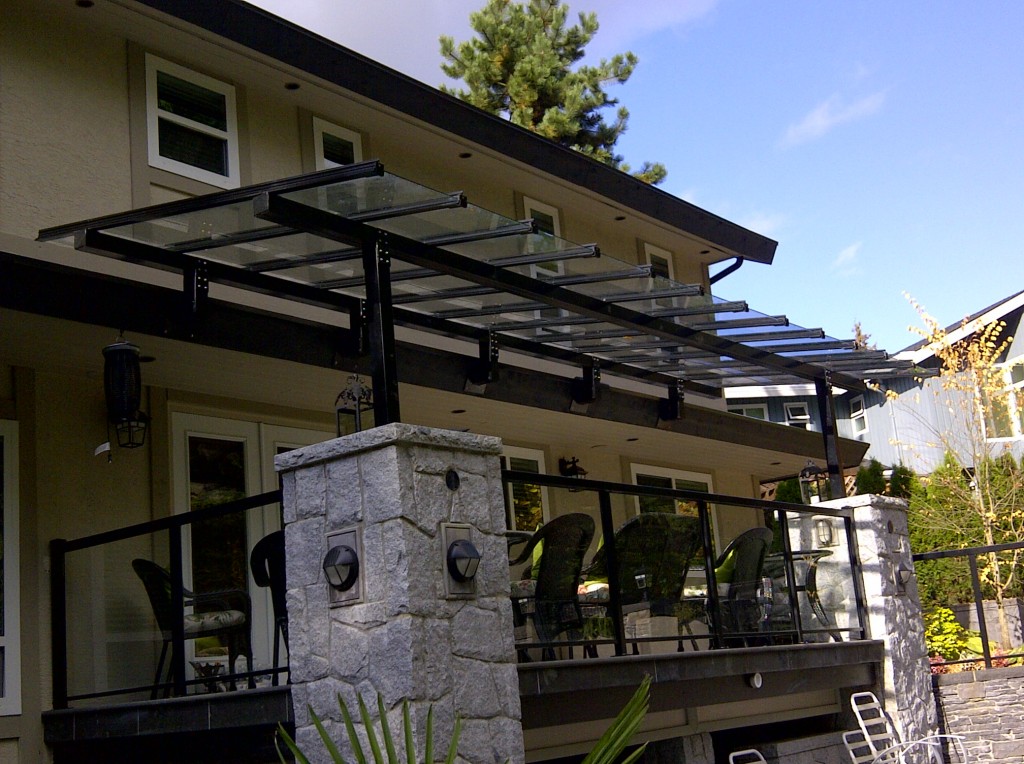 Glass canopy company. Angel Glass canopy for Burnaby home.