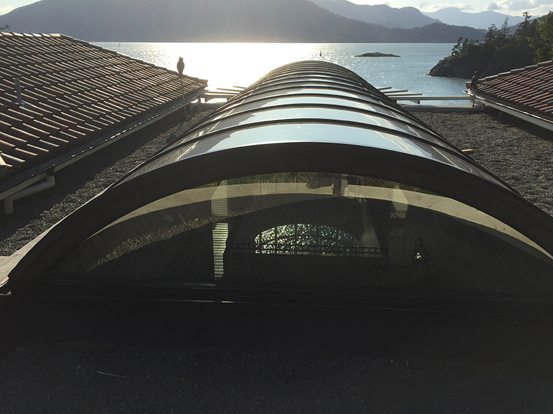 Skylight Vancouver company. Angel Glass curve skylight installation.