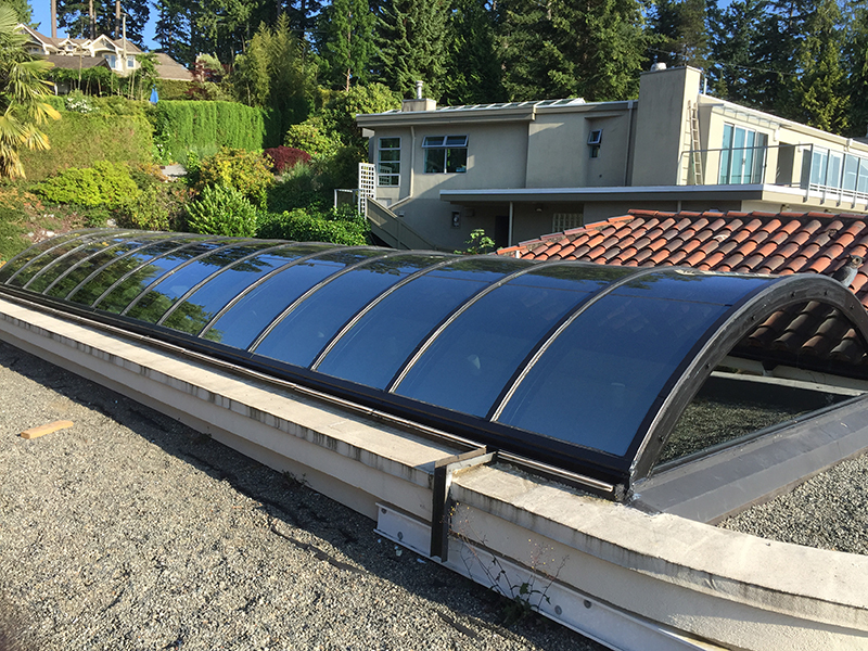 Skylight Vancouver company. Angel Glass curve skylight installation.