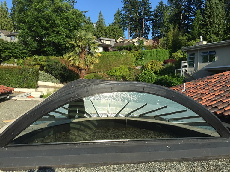 Skylight Vancouver company. Angel Glass curve skylight installation.